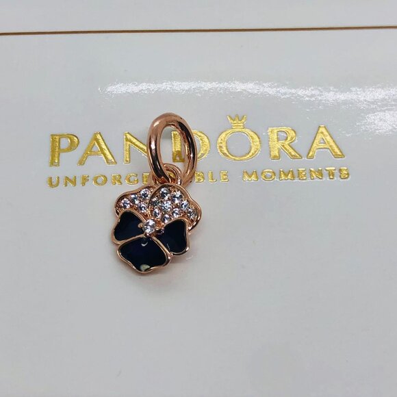 Pandora | Jewelry | Pandora Deep Purple Pansy Flower Dangle Charm ...